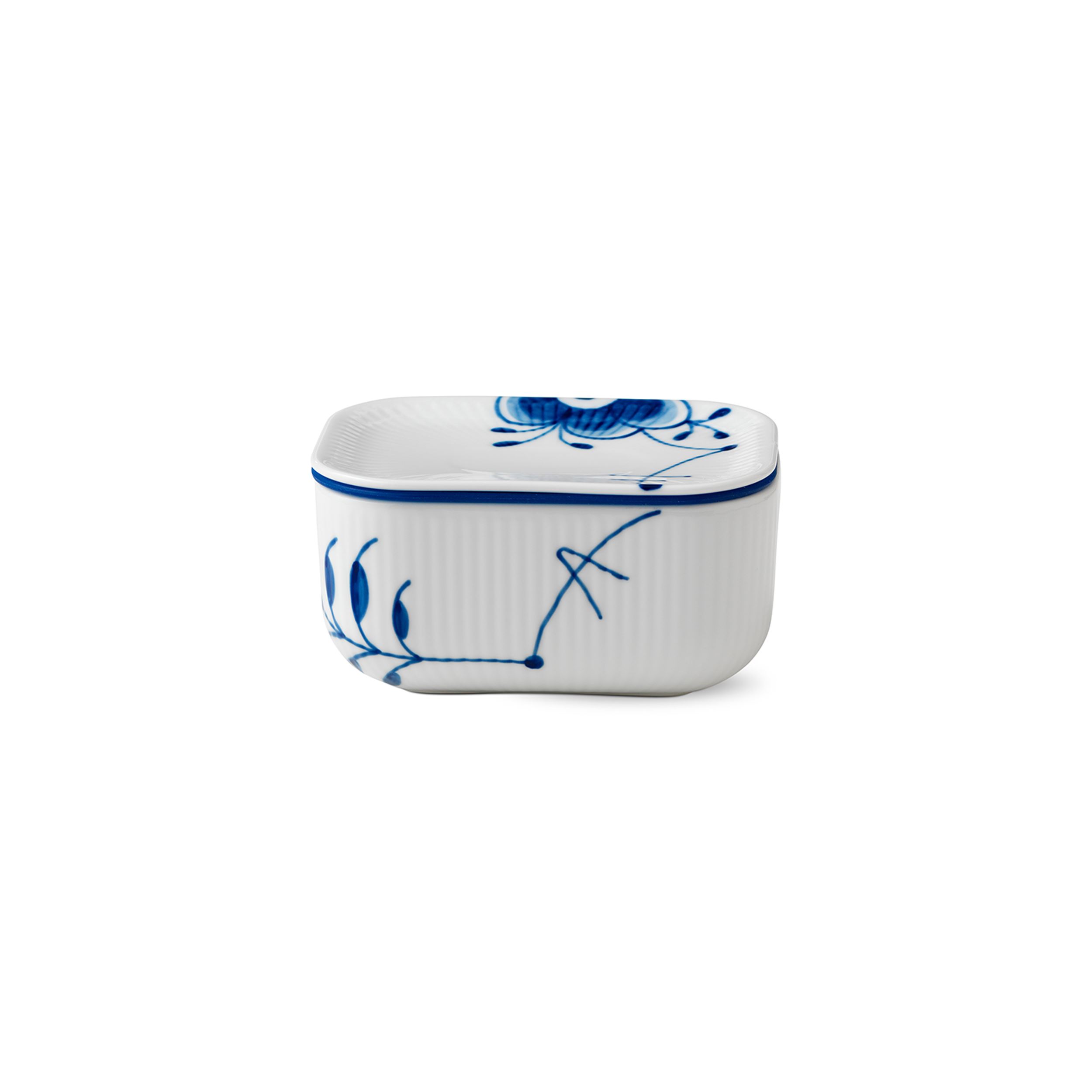 Blue Fluted Mega Butter Jar with Lid, 6.8 cm | Royal Copenhagen