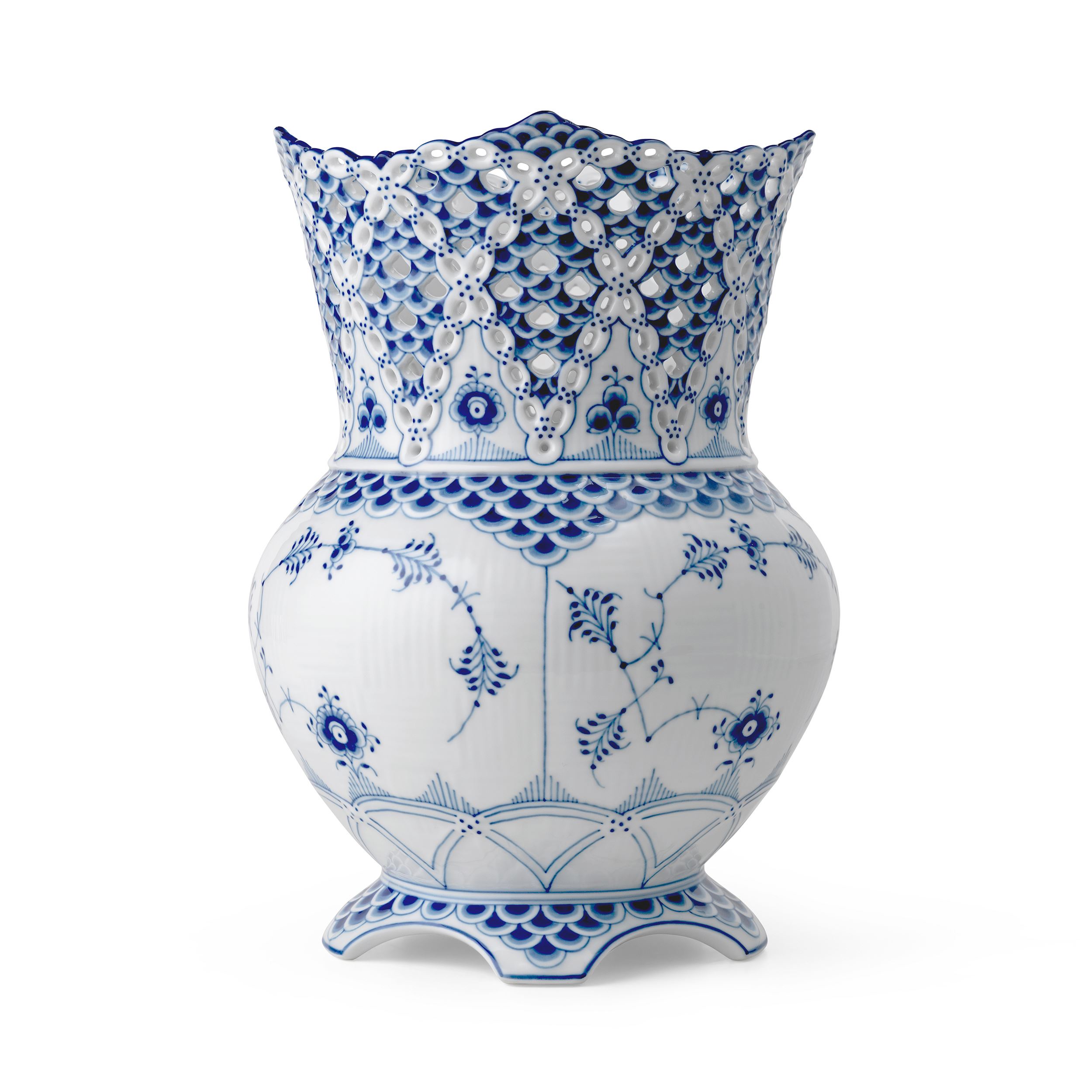 Blue Fluted Full Lace Vase, 22 cm | Royal Copenhagen