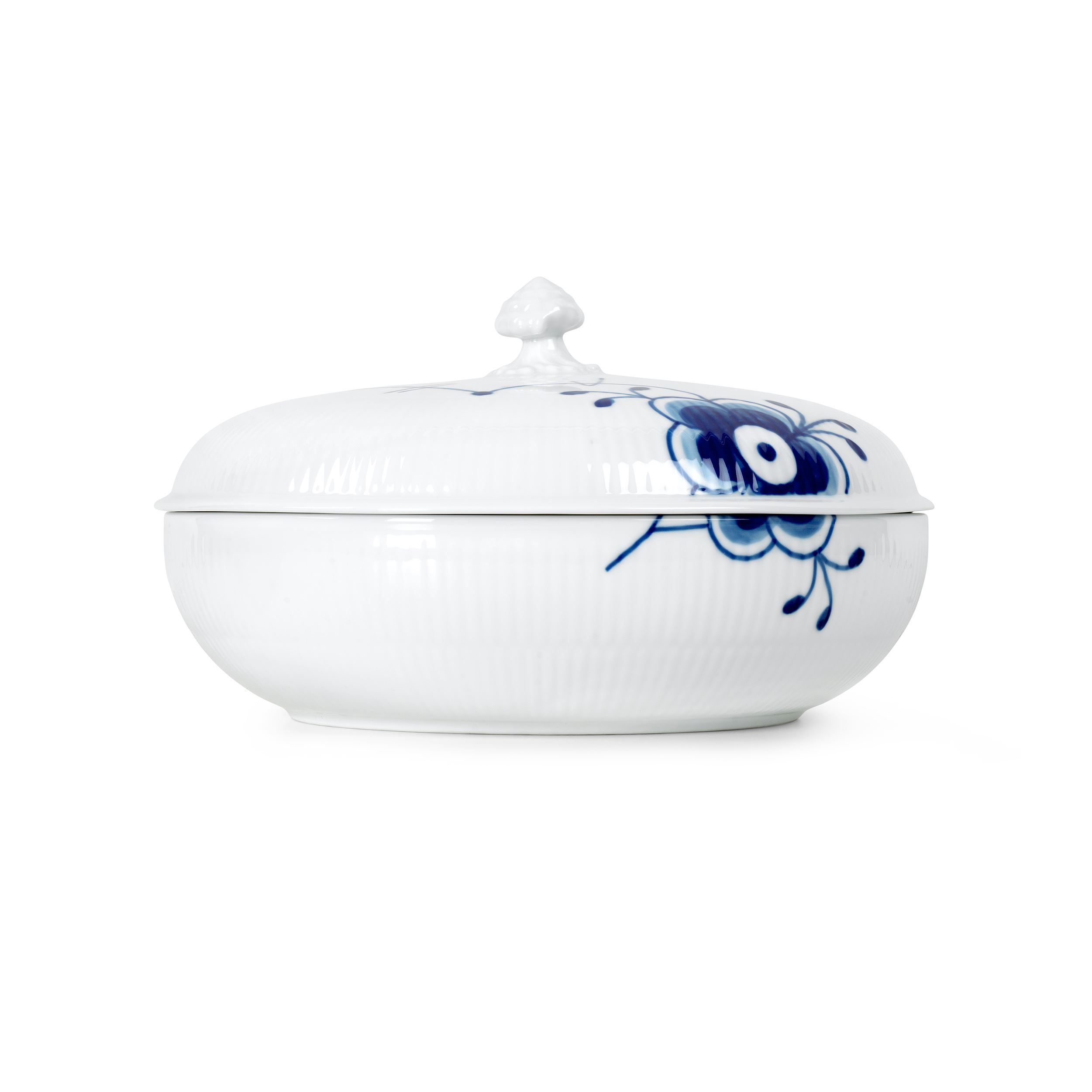 Blue Fluted Mega Bowl with Lid, 130 cl | Royal Copenhagen