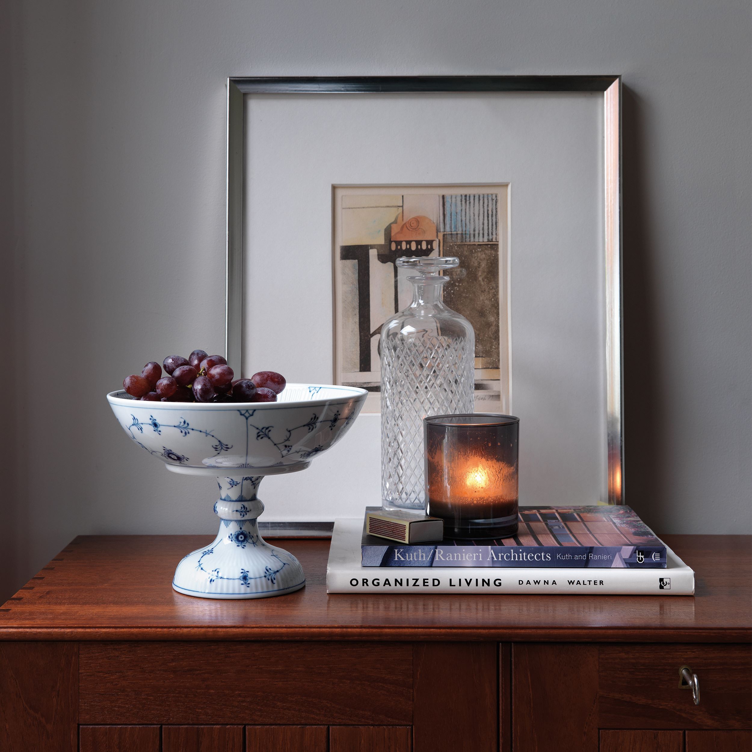 Blue Fluted Plain Bowl on High Foot, 80 cl | Royal Copenhagen