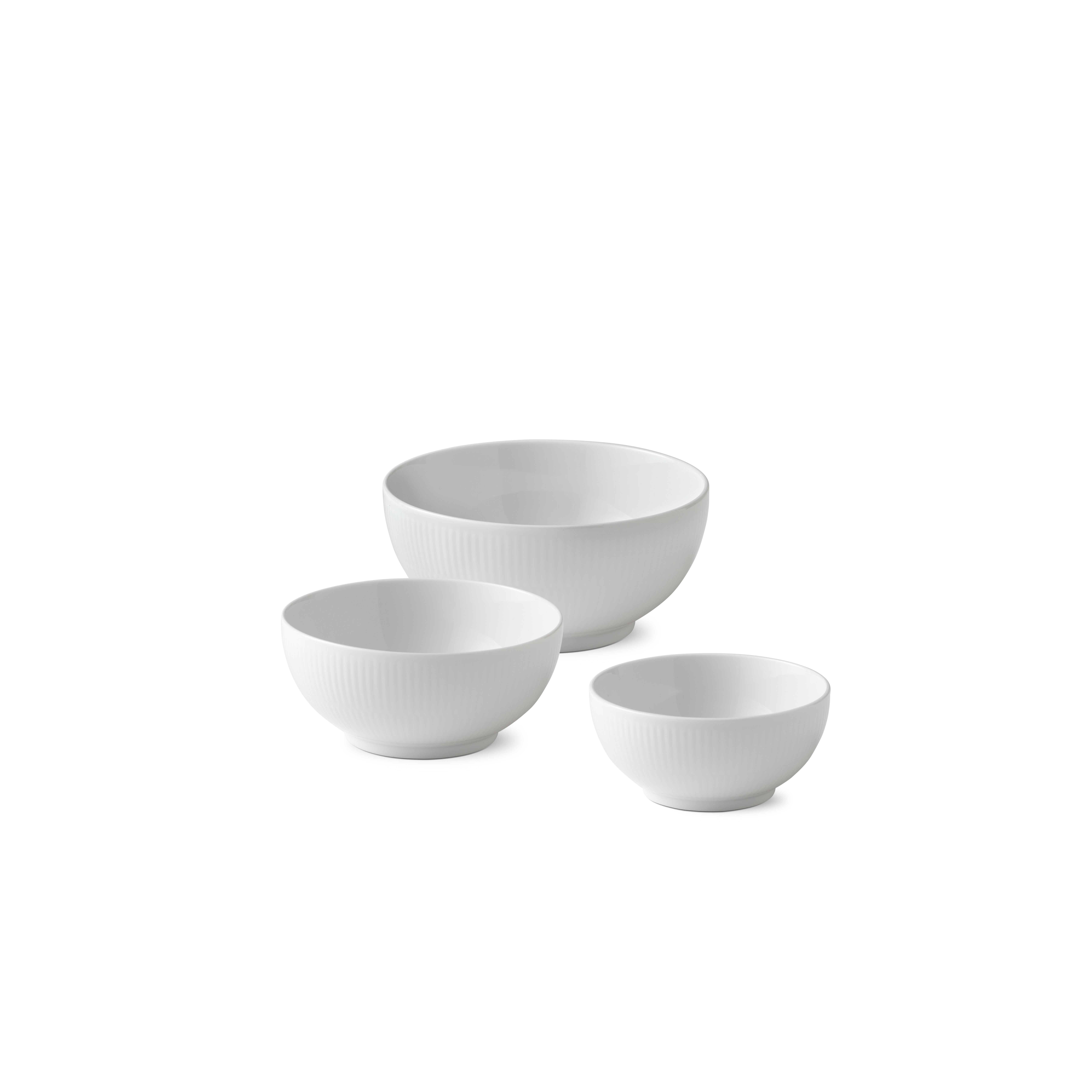 Hvid Riflet skål 47 cl, 73 cl, 110 cl, 3 stk. | Royal Copenhagen
