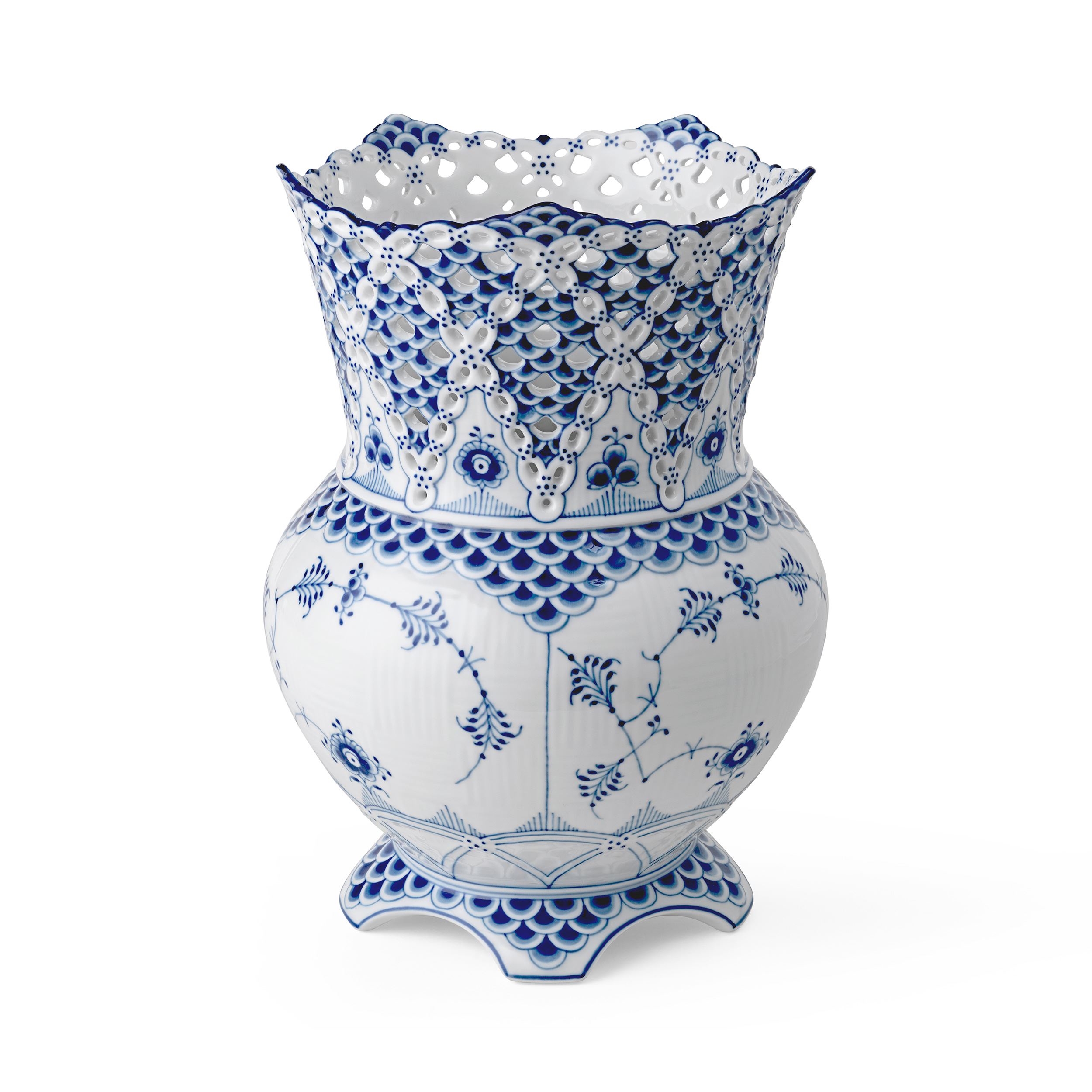 Blue Fluted Full Lace Vase, 22 cm | Royal Copenhagen