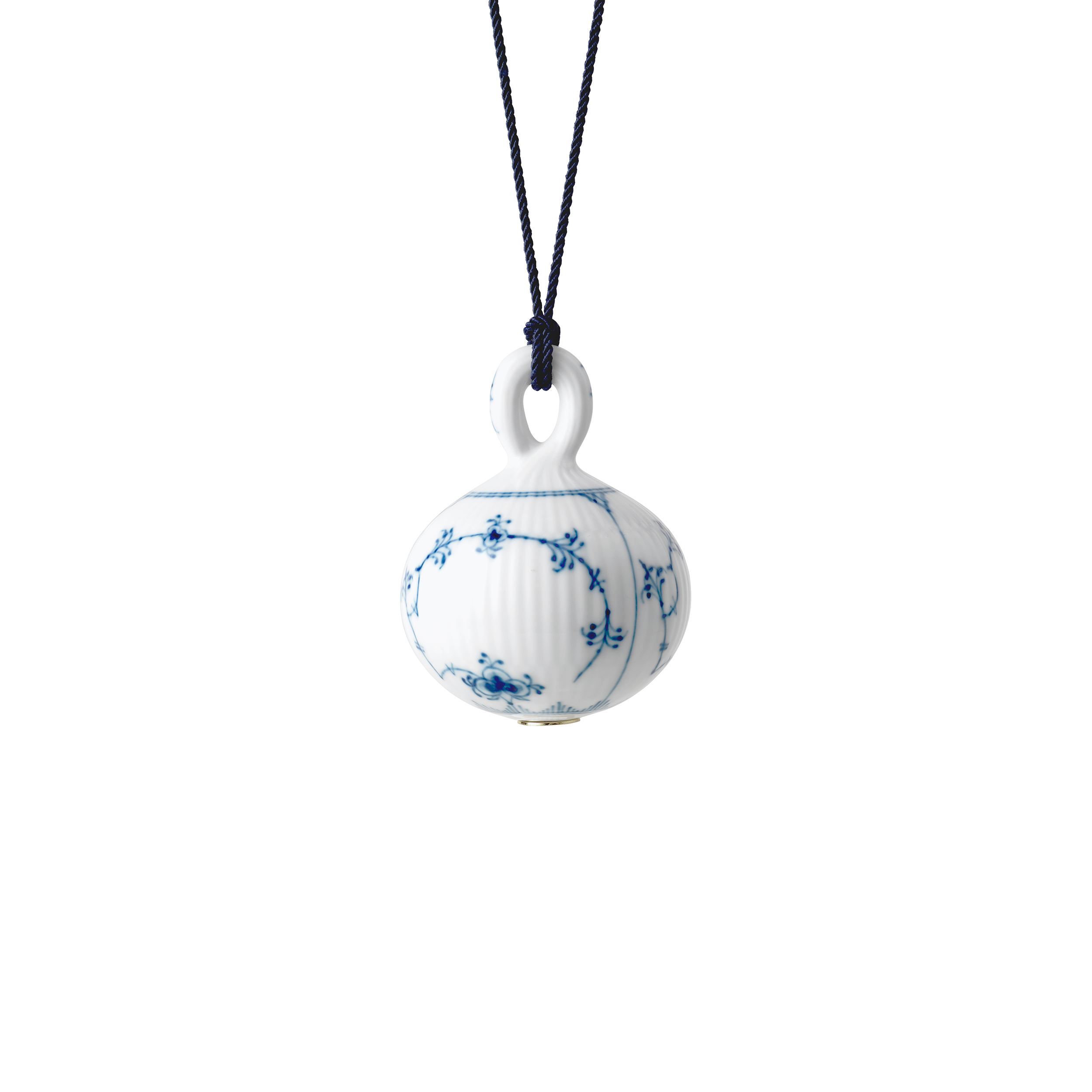 Blue Fluted Plain Christmas Bauble, 9.5 cm | Royal Copenhagen