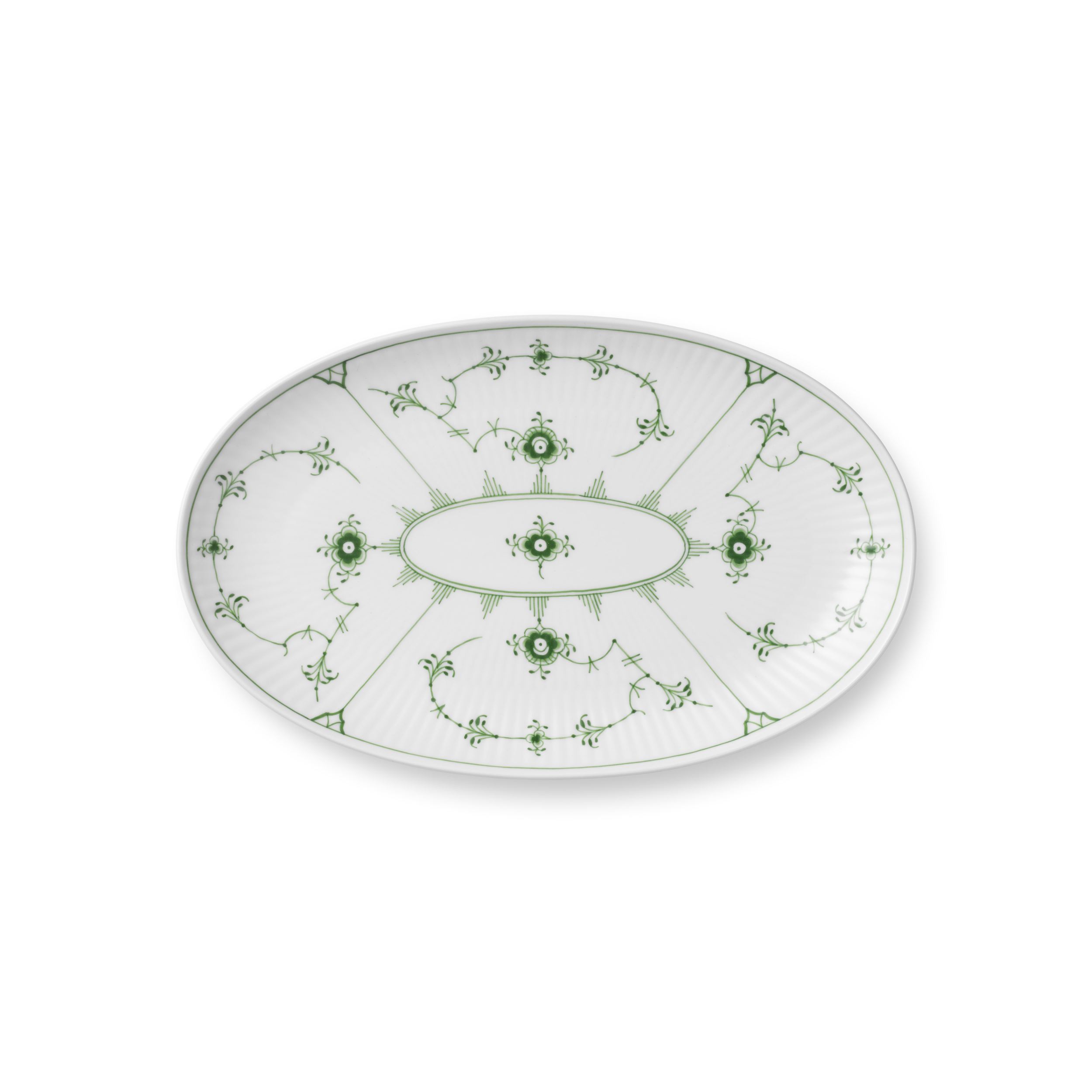 Grøn Musselmalet Riflet asiet, 23,5 cm | Royal Copenhagen